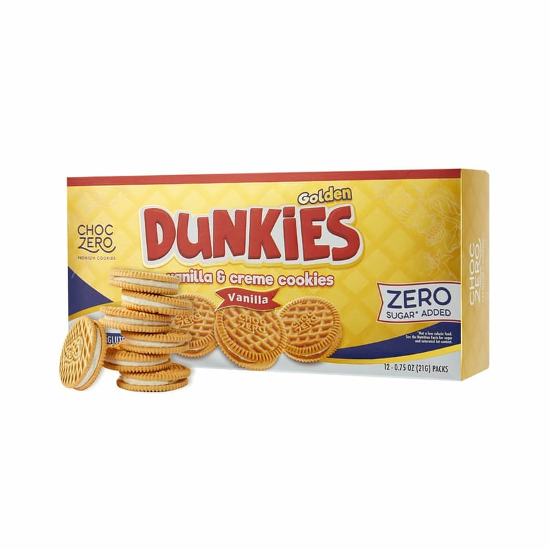 *本月優惠 任選2件 $150* ChocZero Dunkies 低碳夾心曲奇(黃金雲尼拿味) 252g – Feast Market
